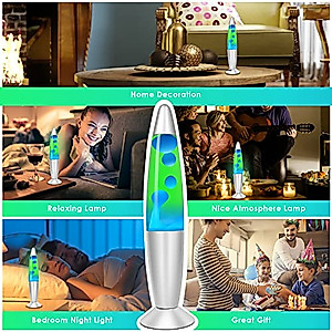 Lazzgan 13.8" Inch Motion Lamp, Beautiful Liquid Night Lights with Blue Wax in Green Liquid for Home, Office, Bedroom Decor, Mood Night Lamps for Sleep Relax Gifts for Kids Teens Adults