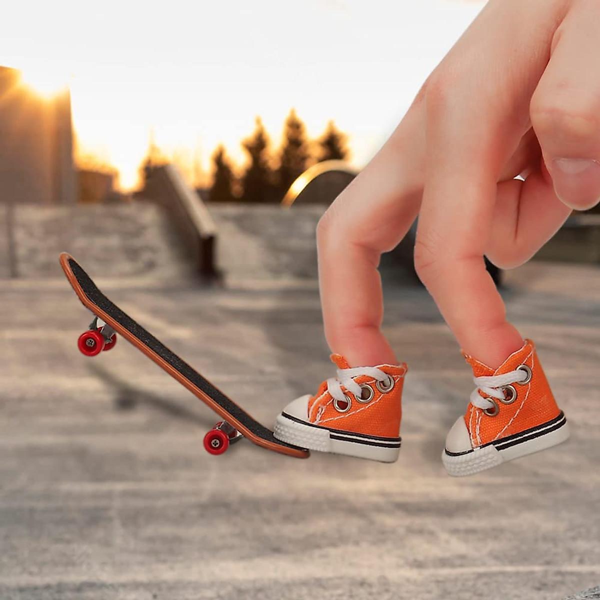 Mimeela 7 Pairs Mini Finger Shoes, Cool Mini Skateboard Shoes for Finger Breakdance, Fingerboard, Elf Shoes Doll Shoes, Used As Making Shoe Keychains and Sneakers for Birds