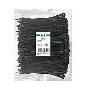 HS Durable Plastic Zip Ties 8 Inch (Bulk-1000 Pack) UV Black Cable Ties 40 Lbs Self-Locking Wire Ties Width 1/8 Inch,Outdoor Purpose