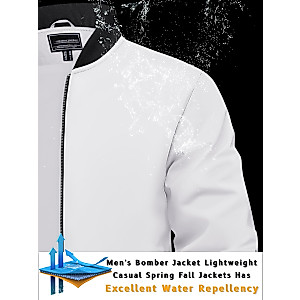 TACVASEN Mens Jackets Casual Stylish Varsity Jackets for Men Fashion Men's Windproof Bomber Jackets Mens Lightweight Jackets Track Jacket Men White M