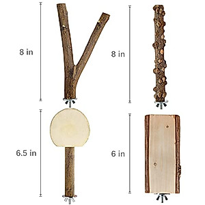 LIMIO 7 PCS Bird Parrot Swing Chewing Toys Natural Wood Bird Perch Bird Cage Toys Suitable for Small Parakeets, Cockatiels, Conures, Finches,Budgie, Parrots, Love Birds