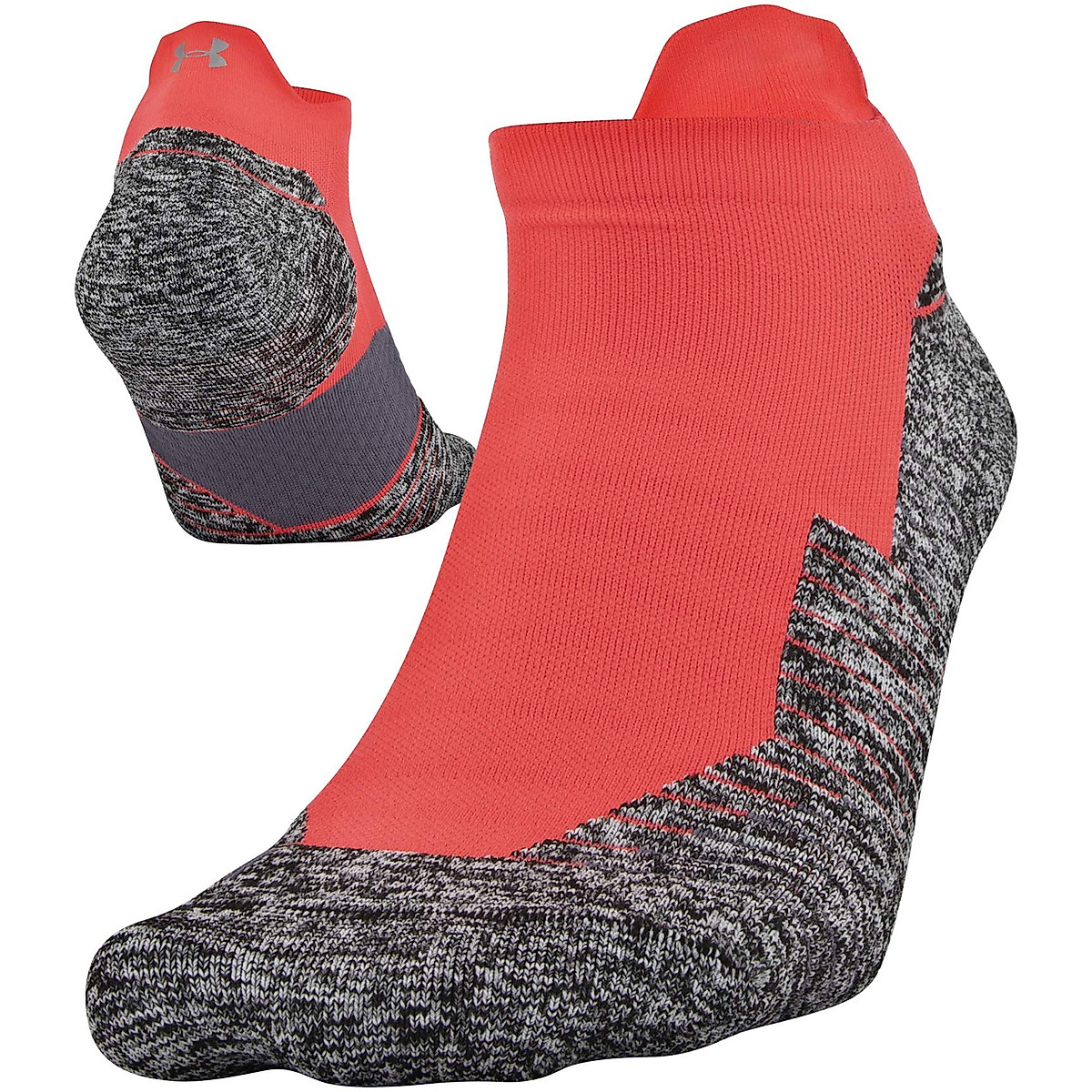 Under Armour Adult Run Cushion No Show Tab Socks, 1-Pair , Beta Red , Shoe Size: Mens 4-8, Womens 6-9