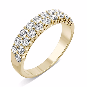 14K Yellow Gold Moissanite by Charles & Colvard 2.4mm Round Band-size 8 1.00cttw DEW