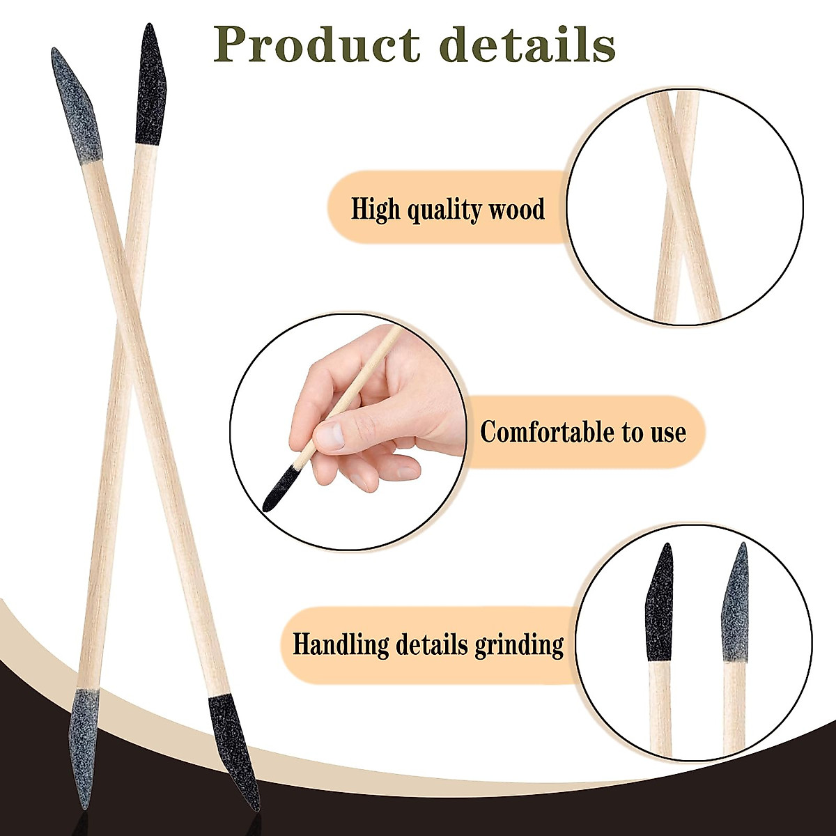 50 Pcs Sanding Sticks, Double End Matchsticks Sanding Twigs, Fine Detailing Sanding Tools for Tight Spaces Plastic Models Wood, 120/280 Grit 5.4 x 0.2 Inch