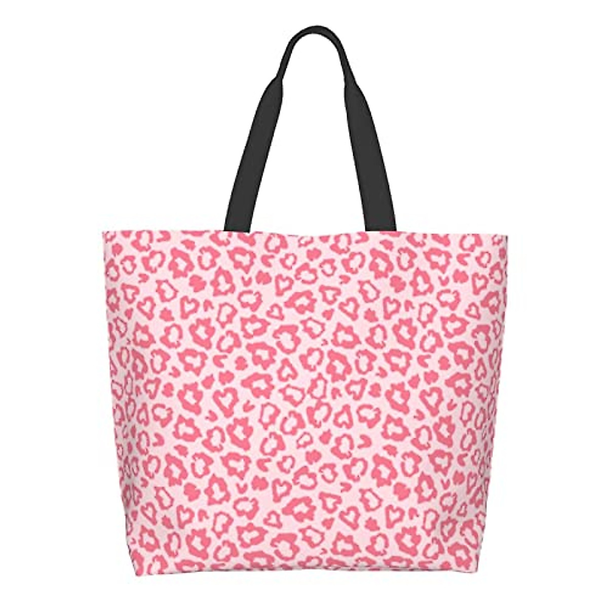 Gelxicu Cute Leopard Shoulder Tote Bags Leopard Casual Bag Shoulder Handbags Shopping Women Grocery Bags