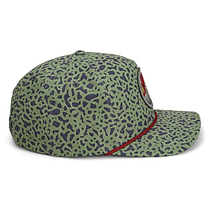 Dead Drift Fly Fishing Patch 5-Panel Vintage Trucker Rope Cap, Fly Fishing Cap (Olive Fish Skin)