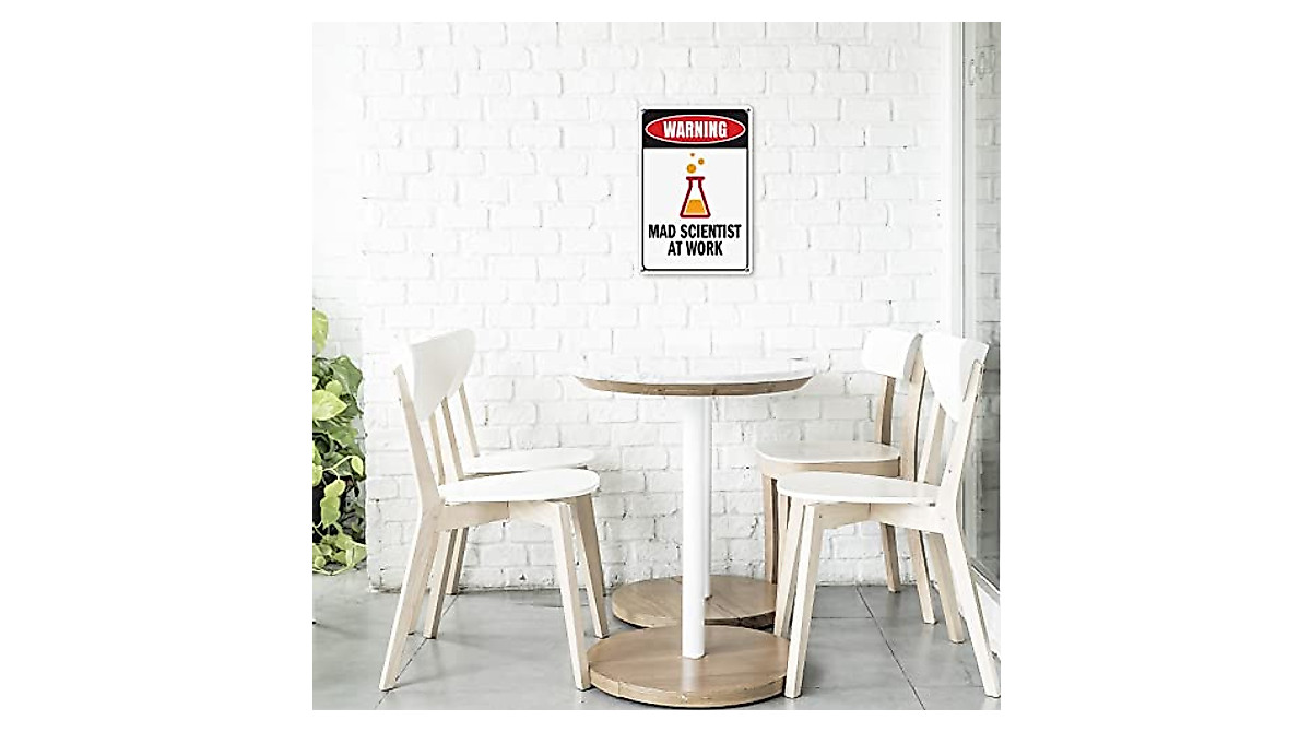 Mad Scientist Wall Decor - 8x12 Metal Sign for Science Fans