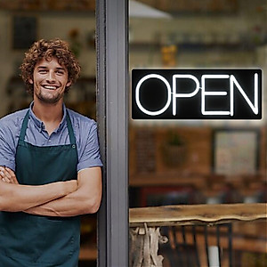 Open Signs for Business 12V/2A Ultra Bright LED Neon Open Sign 16 Inch Lighted Open Sign Electric Light Up Open Sign for Business Storefront Window Glass Door Retail Shop Store Bar Salon