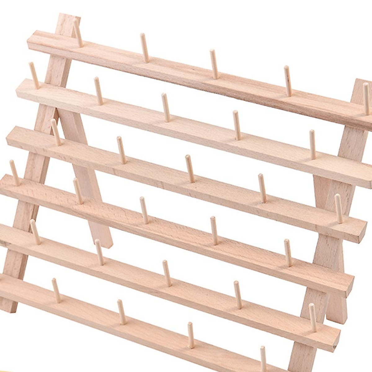 SUPVOX 30 Spool Cone Wall Mount Foldable Wood Thread Stand Rack Embroidery Machine Holds Organizer Sewing Storage Holder