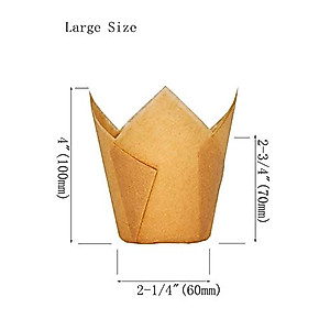 QLSmypkg Large Muffin Greaseproof paper Baking cupcake cups, 2-1/4" x 4" Natural Tulip Baking Cup Case of 125 pcs (Large size) (125)
