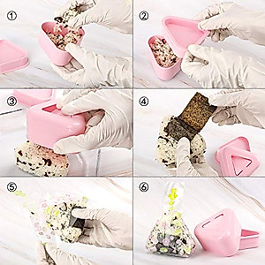 Onigiri Mold, Cute food bag Fashionable sushi bag rice ball packing bag Anti-fog bag Easy tear Sushi packaging bag 100pcs Send stickers 2 triangle molds