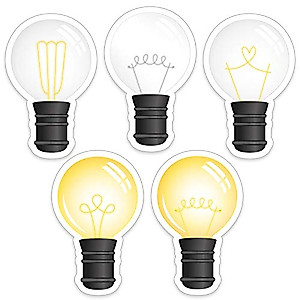 45 Pieces Industrial Chic Light Bulbs Cut-Outs Rustic Colorful Classroom Decor Cutouts with Glue Point Dots for Bulletin Board School Home Birthday Holiday Celebration Farmhouse Party