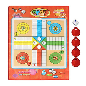 Ludo Board Game Set, 23.6 x 17.7inch Non-Woven Fabric Foldable Snakes and Ladders Ludo Game Set for Home Travel Entertainment