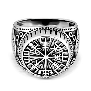 WithLoveSilver Solid 925 Sterling Silver Vegvisir Talisman Celtic Viking Protection Ring (9)
