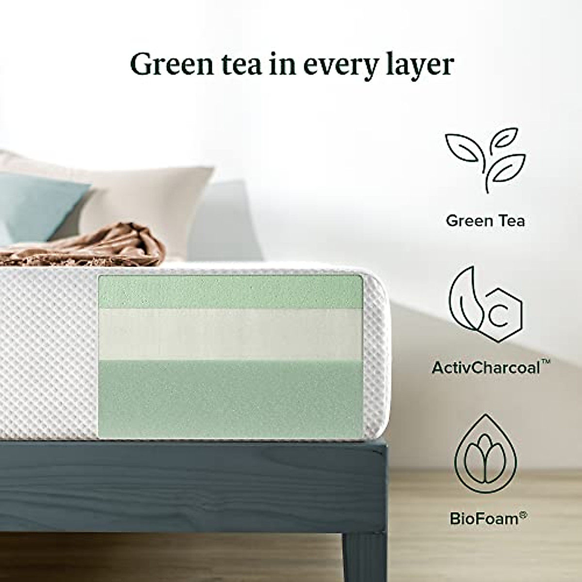 Zinus 10 Inch Green Tea Fresca Memory Foam Mattress/CertiPUR-US Certified/Bed-in-a-Box/Pressure Relieving/Made in USA, Full