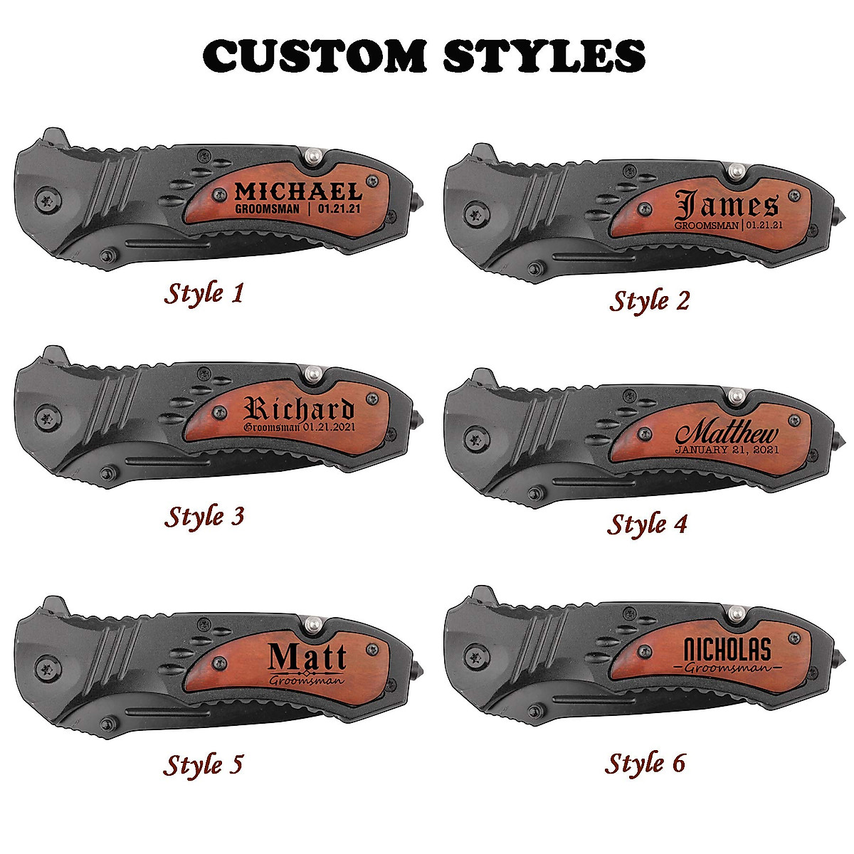 Personalized Knife for Groomsmen - Custom Engraved Pocket Knives for Men - 6 Font Multi-set Option - Groomsmen Gifts for Wedding, Groomsmen Proposal Gift - Bachelor Party, Best Man