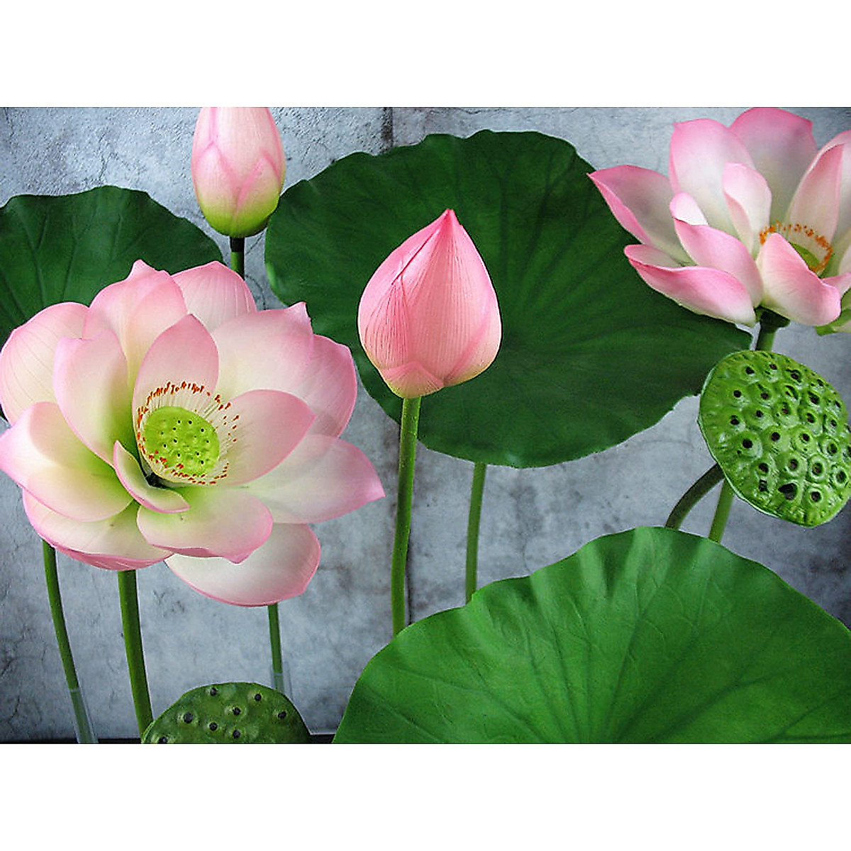 SMLJFO 35.4in Artificial Lotus Branch Simulation Plant Ornaments PU Fake Flower Decoration with Rod for Table Garden Wedding Party Office Home Decor