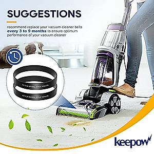 KEEPOW Replacement Belts Compatible with Bissell TurboClean/PowerForce PowerBrush Pet Carpet Cleaner 2987, 1986, 2910, 2190W, 2806, 28062, 28068, 29878, 29879, 2 Pack, Parts# 1606428