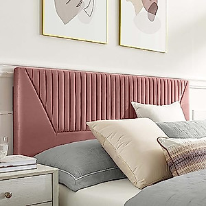 Modway Yasmine Channel Tufted Performance Velvet Twin Platform Bed in Dusty Rose