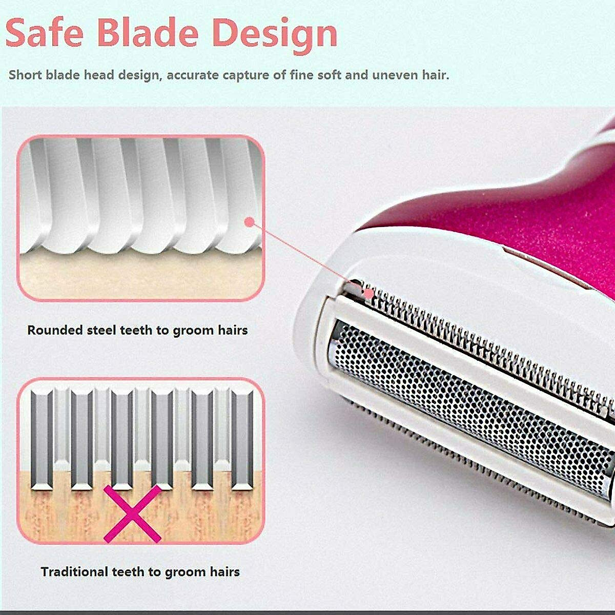 FAMKIT Facial Hair Removal for Women, Upgraded Waterproof Painless 4 in 1 Lady Grooming Kit-Facial Hair Remover, Body Shaver, Nose Hair & Eyebrow Trimmer, USB Rechargeable