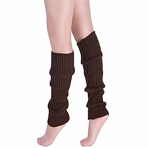 CHUNG Adult Women Juniors Knitted Leg Warmers Neon Party Accessory (One Size, Brown)