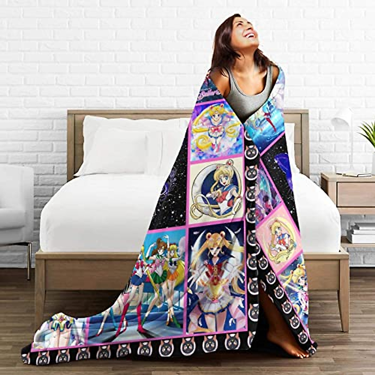 Anime Throw Blanket Super Soft Flannel Blankets Lightweight All Season Bed Throws Blanket Sofa, Room Gifts. (A, 50"x40")