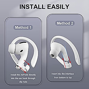 ICARERSPACE 2 Pairs AirPods Ear Hooks for AirPods Pro 2, AirPods Pro, AirPods 3, 2 & 1, Upgraded Anti Slip Sports Clip Hooks for AirPods 1, 2, 3, Pro and Pro 2 – White