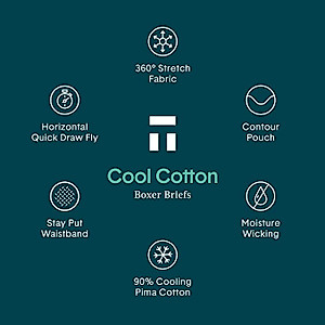 Tommy John Men’s Trunk 4" Underwear - Cool Cotton Boxers with Supportive Contour Pouch - Cool, Dry Pima Cotton Blend (Medium, Black/Iron Grey/Navy)