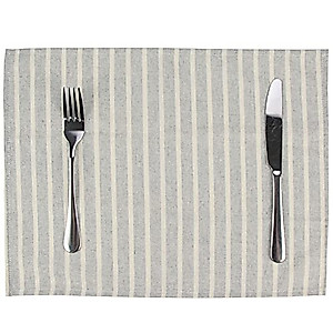 INFEI Broad Striped Cotton Blended Dinner Cloth Napkins - Set of 12 (40 x 30 cm) - for Events & Home Use (Grey)