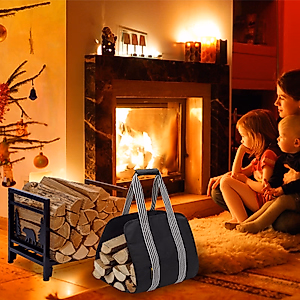 MYFIREPLACEDIRECT Firewood Rack with Log Bag Indoor Fireplace Log Holder Outdoor Wood Storage Log Rack Decorative Heavy Duty Steel Firewood Carrier Stove Bracket Stacking Rack