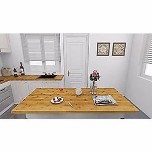 Home Soft Things Eco-Friendly Natural Bamboo Thick Tabletop, Parallel Pressure, 60" x 30" x 1.375" H, Boonliving Rectangular Rustic Solid Wood Slab Desk Table Top Countertop for Home and Office