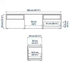 TV Unit with Drawers and Door, Black-Brown/Lappviken Light Gray-Brown, 70 7/8x16 1/2x15 3/8 "