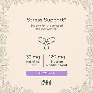 Gaia Herbs Adrenal Health Daily Support - with Ashwagandha, Holy Basil & Schisandra - Herbal Supplement to Help Maintain Healthy Energy and Stress Levels - 120 Liquid Phyto-Capsules (120 Count)