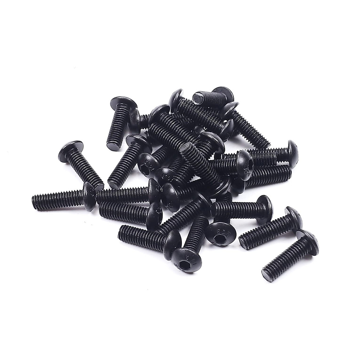MroMax 50Pcs M5 x 16mm Button Head Socket Cap Bolts Screws, Alloy Steel 10.9 Grade, Allen Socket Drive, Black Oxide Finish, Fully Machine Thread