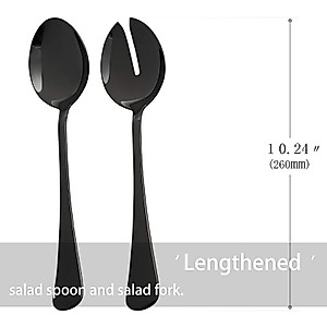 Black Serving utensils set. Stainless Steel Hostess Flatware Sets 7-Piece Includes Silverware Large Salad Serving Spoons, Forks & Slotted Spoons,sugar spoons,butter knife.Dishwasher Safe