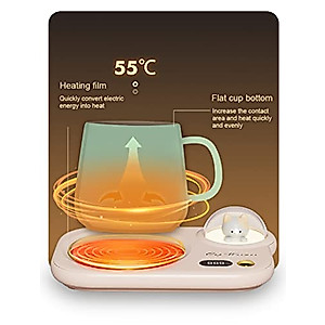 UUPOI Smart Coffee Mug Warmer, Coffee Cup Heater with Cute Cat Night Light, Auto Shut Off, 3 Temperature Setting LED Display, Electric Beverage Warmer Plate for Coffee Tea Milk Cocoa and etc., Green