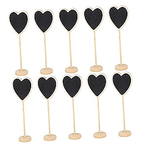 STOBOK 50 Pcs Message Board Wooden Blackboards Heart Chalkboard Chalk Board Name Plates Chalk Boards for Tables Mini Blackboard Sign Removable Name Heart Plates Memorandum Detachable