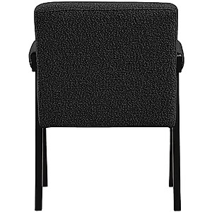 Meridian Furniture 481Black Woodloch Collection Mid-Century Modern Boucle Fabric Upholstered Accent Chair with Rich Black Boucle Fabric, Black Finish Solid Wood, 24.5" W x 23.5" D x 32" H, Black