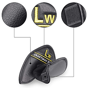 CRAFTSMAN GOLF Left Handed 12pcs Black Synthetic Leather Golf Iron Head Covers Set Headcover with Colorful Number Embroideried,Easily get The Needed Iron for Callaway Ping Taylormade Cobra Etc.