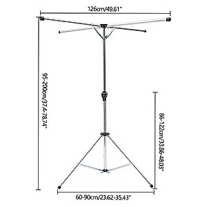 Leblett Tripod Clothes Drying Rack,Foldable Portable Space Saving Laundry Drying Rack High Capacity 4 Poles,Height-Adjustable with 10 Hooks for Outdoor and Indoor Home Use