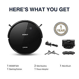 ECOVACS DEEBOT 601 Robot Vacuum Cleaner, S-Shaped Systematic Movement, Power Suction & 2 Specialized Cleaning Modes for Pet Hair, Thin Carpets & Hard Floors (Renewed)