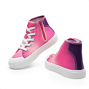 DREAM PAIRS Kids Sneakers Little Boys Girls High Top Canvas Shoes LilLegends CourtStar Casual Walking Shoes,Size 2 Little Kid,HOT Pink/Purple,SDFS2326K