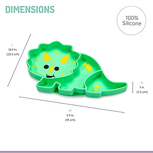 melii Divided Silicone Suction Plate - 100% Silicone, for Baby + Toddlers – BPA Free, Dishwasher & Microwave Safe (Dinosaur)