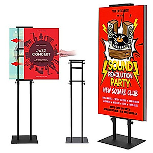 GUOHONG Poster Stand for Display Pedestal Sign Stand,Adjustable Floor Standing Sign Holder,Heavy Duty Banner Stand with Base Height Up to 75 inch Double-Sided for Board & Foam Sign (75in)
