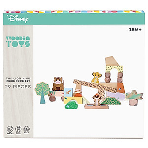 Just Play Disney Wooden Toys The Lion King Pride Rock Building Blocks Set, Officially Licensed Kids Toys for Ages 18 Month