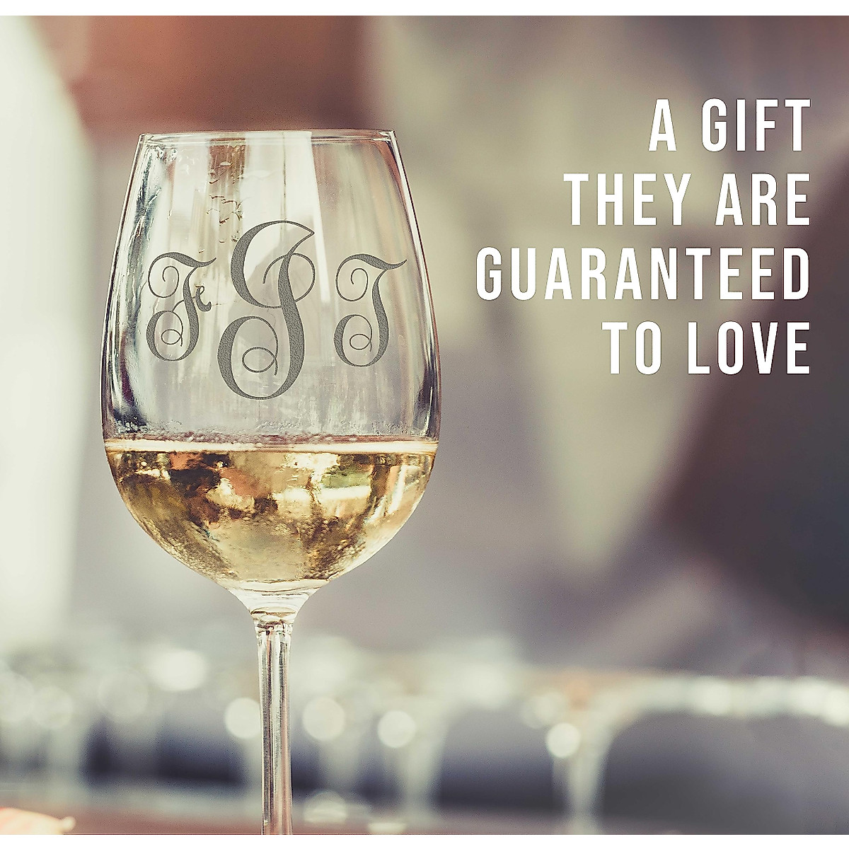 Spotted Dog Company Personalized Etched 16oz Stemmed Wine Glass, Mother's Day Gift, Wife, Gift for Her, Script Monogram