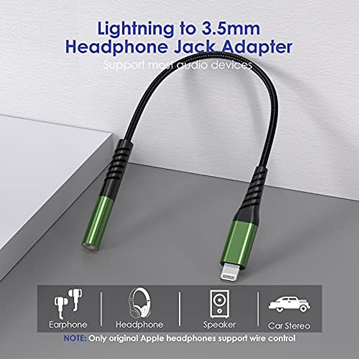 MOOU Lightning to 3.5mm Adapter, [ MFi Certified] iPhone Headphone Jack Adapter Lightning to Aux Audio Dongle Cable Compatible with iPhone 13/12 Mini/12 Pro/11/11 Pro/11 Pro Max/SE/X XR XS 8 7