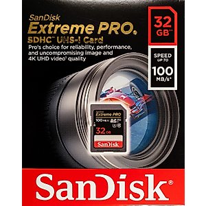 SanDisk 32GB SD Extreme Pro Memory Card (Ten Pack) for Digital DSLR Camera 4K UHD V30 UHS-I Class 10 U3 (SDSDXXO-032G-GN4IN) Bundle with (1) Everything But Stromboli MicroSDHC & SD Card Reader