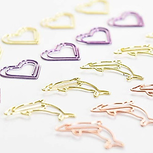 NUOBESTY 20Pcs Love Heart Shaped Paper Clips Holder Metal Note Clips Bookmark Marking Clamp Page Marker Document Organizing Clip for Office School Wedding Decoration Purple