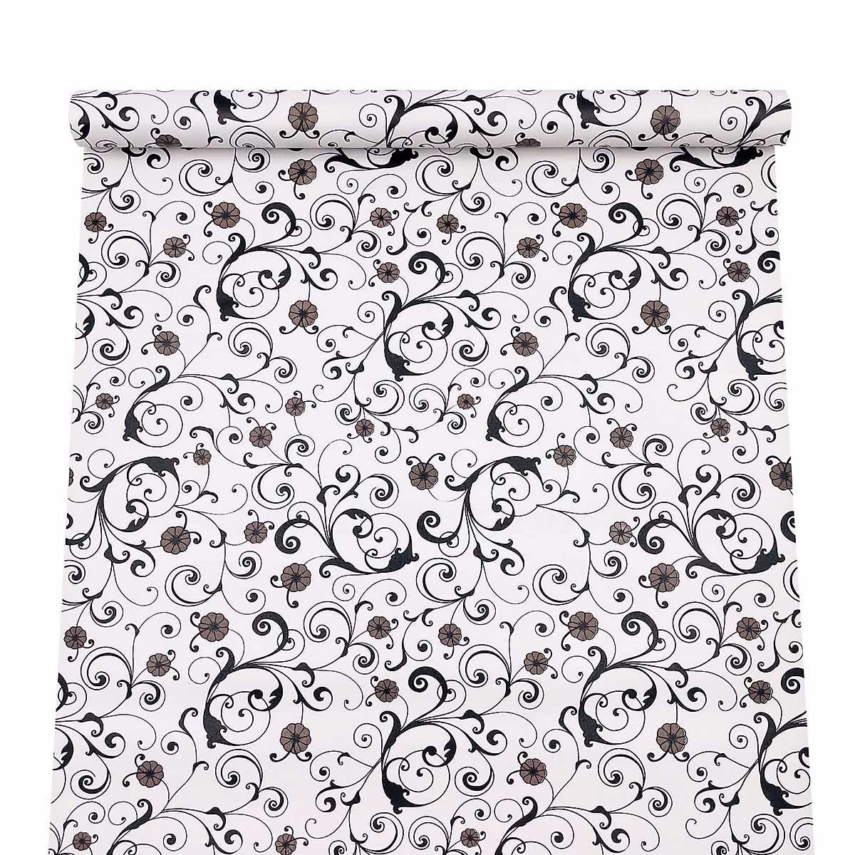 Yifely Black Vine Shelf Liner Self-Adhesive Furniture Paper DIY Dresser Drawer Covering Sticker 17.7 Inch by 9.8 Feet